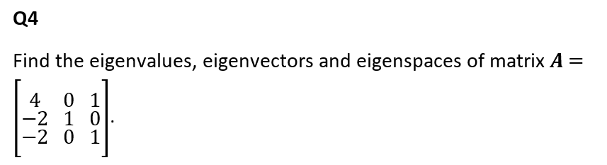 Solved Q4 Find the eigenvalues, eigenvectors and eigenspaces | Chegg.com