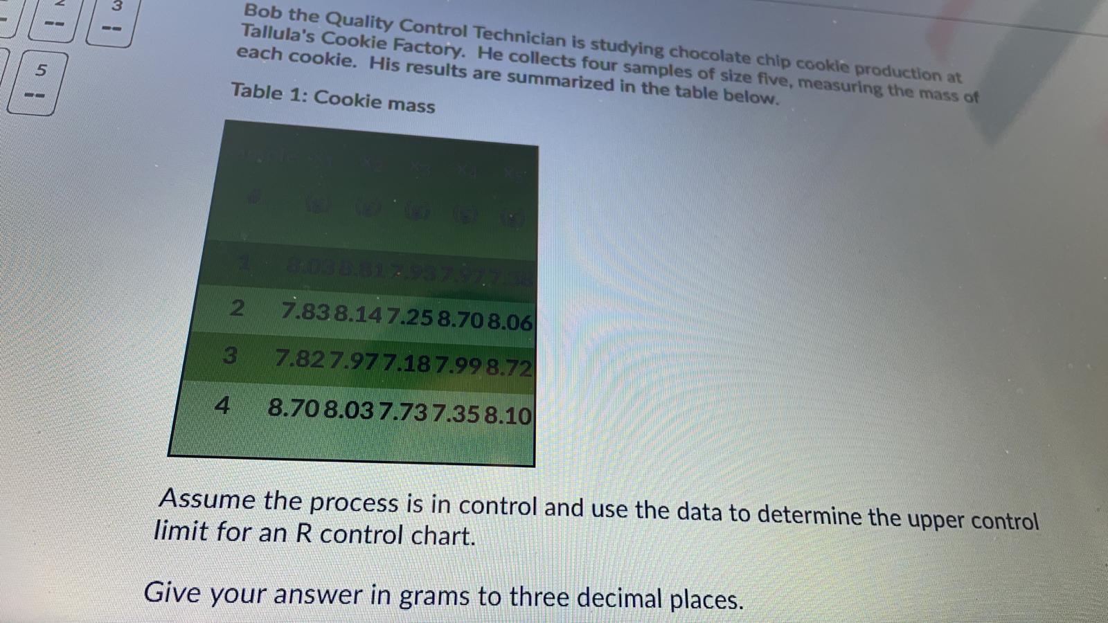 Solved ས} Bob the Quality Control Technician is studying | Chegg.com