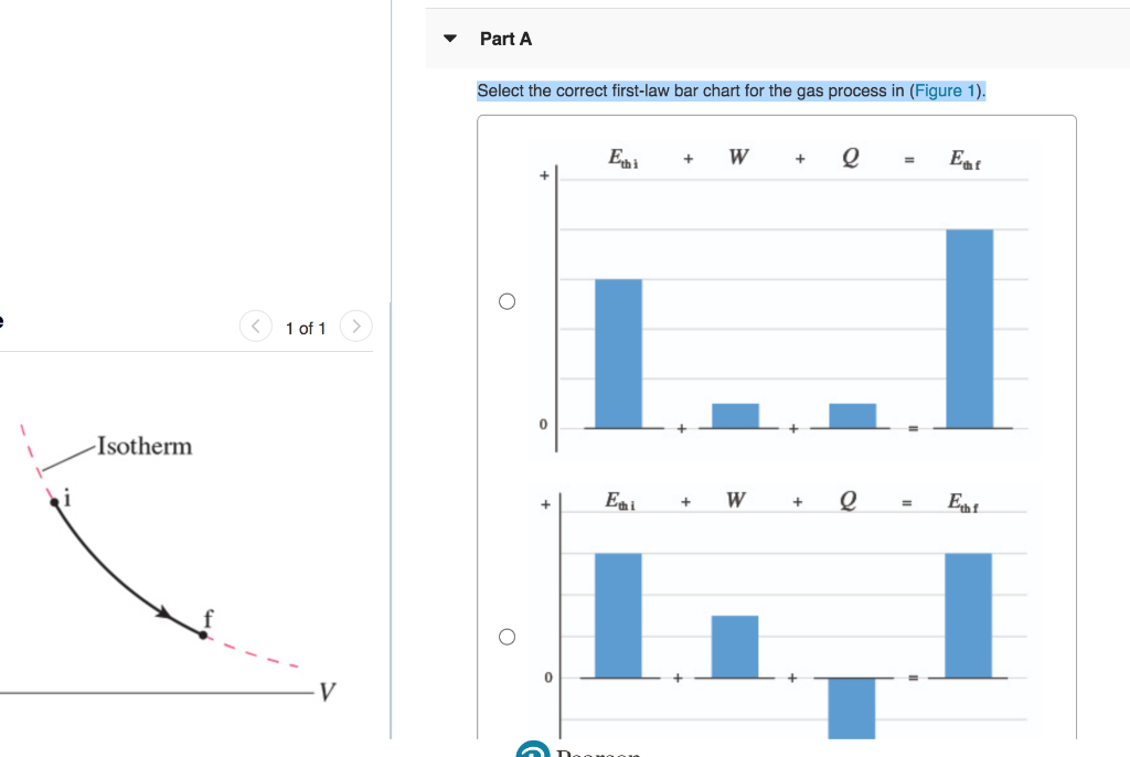 Solved Part A Select the correct first-law bar chart for the | Chegg.com