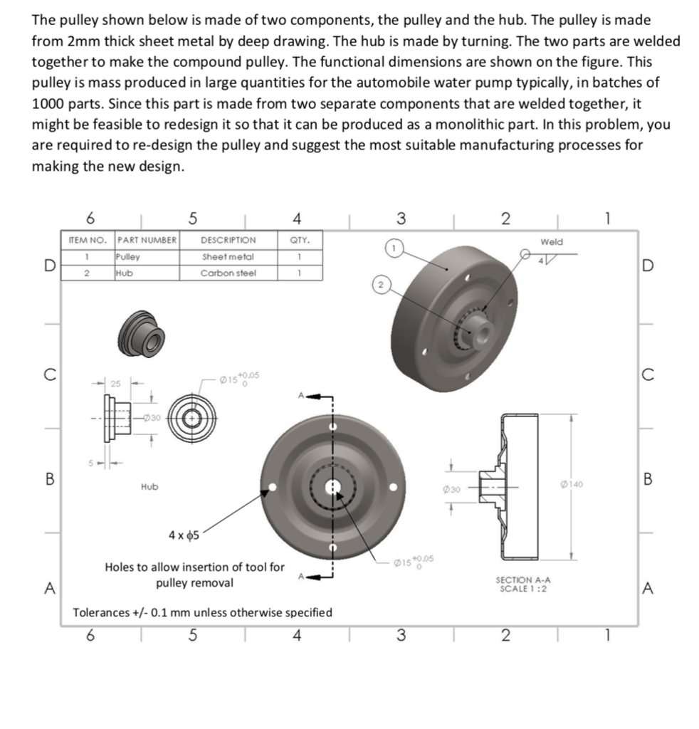 Solved The pulley shown below is made of two components, the | Chegg.com