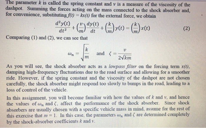 Solved A Second Order Shock Absorber The second-order, | Chegg.com