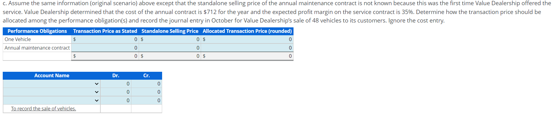 Allocating Transaction Price to Performance | Chegg.com