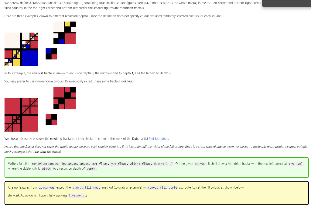 Solved We hereby define a "Mondrian fractal" as a square | Chegg.com
