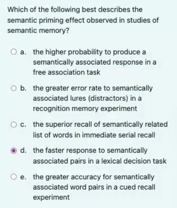 Solved Which of the following best describes the semantic | Chegg.com