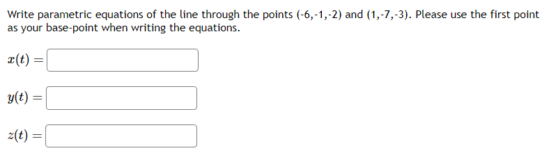 Solved Write parametric equations of the line through the | Chegg.com