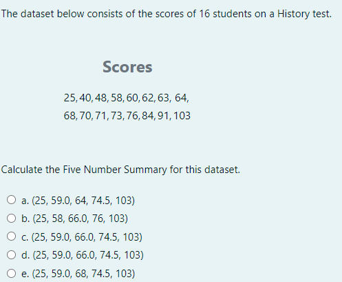 Solved The dataset below consists of the scores of 16 | Chegg.com