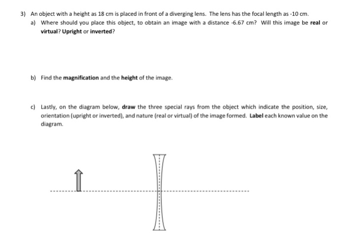 Solved 3) An object with a height as 18 cm is placed in | Chegg.com