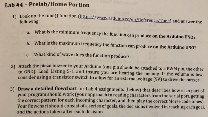 Solved Lab #4-Prelab/Home Portion Look up the toneO function | Chegg.com