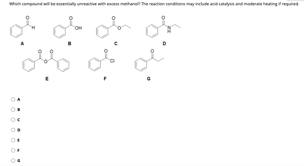 Solved Which compound will be essentially unreactive with | Chegg.com