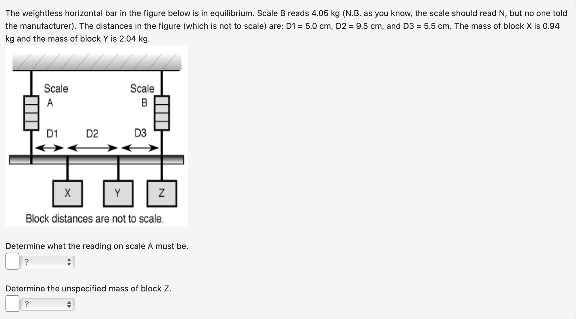 Solved The weightless horizontal bar in the figure below is | Chegg.com