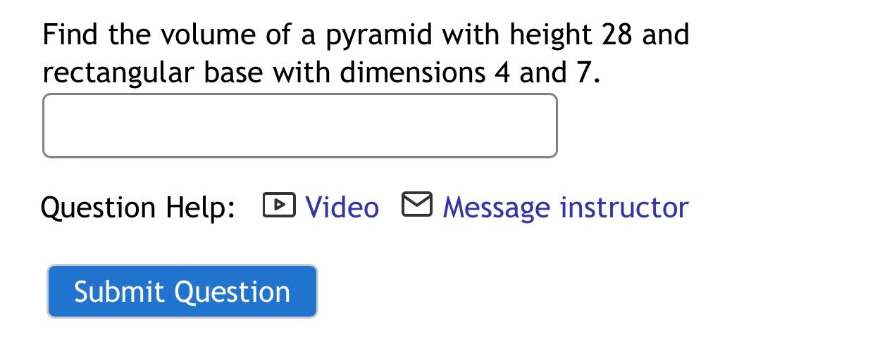 Solved Find the volume of a pyramid with height 28 and | Chegg.com