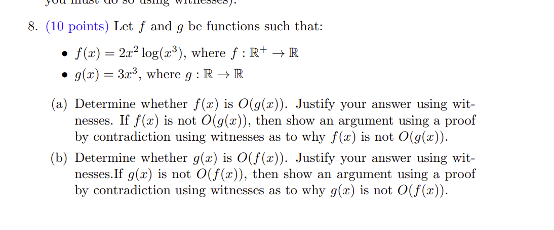 Solved 8. (10 points) Let f and g be functions such that: - | Chegg.com