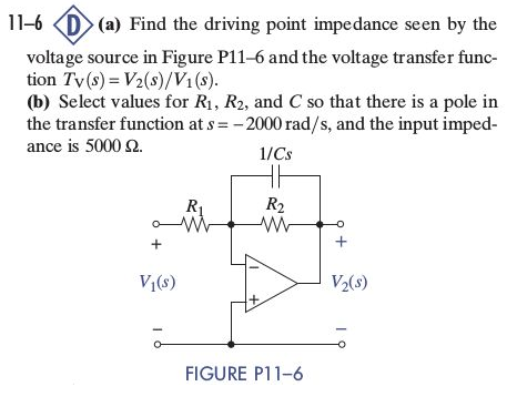 Solved ) Find the driving point impedance seen by the | Chegg.com