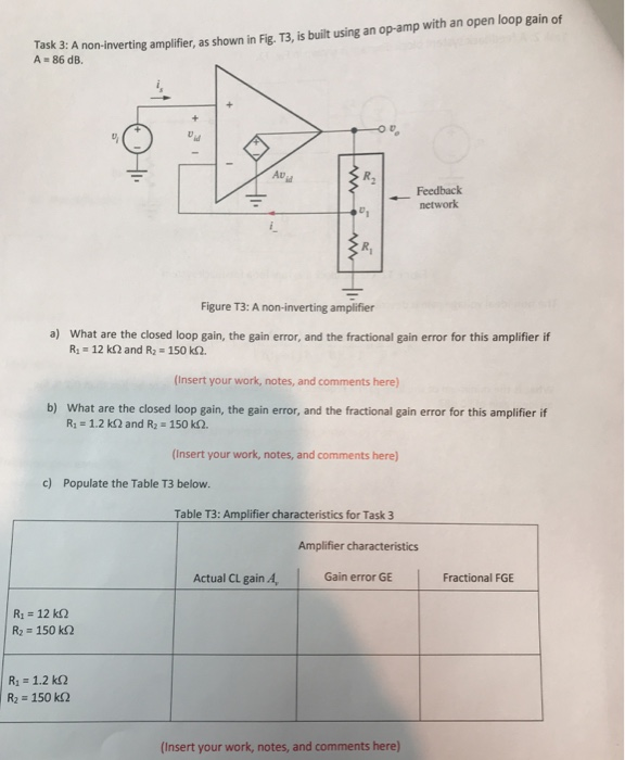 Solved Task 3: A non-inverting amplifier, as shown in Fig. | Chegg.com