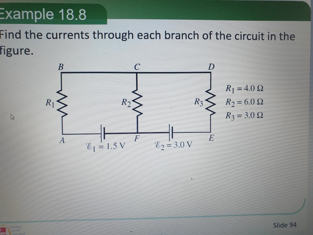 Solved Example 18.8 Find the currents through each branch of | Chegg.com