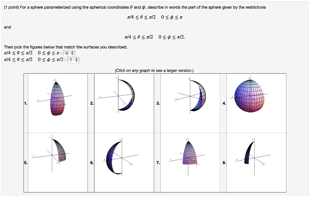 Solved (1 point) For a sphere parameterized using the | Chegg.com