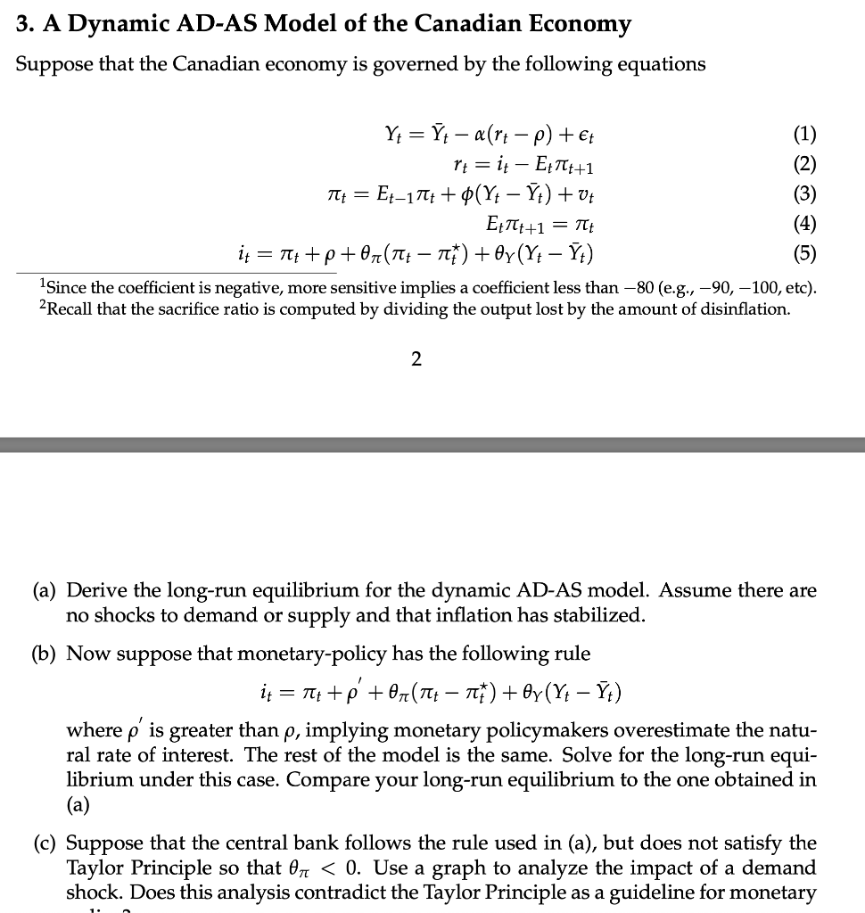Solved 3. A Dynamic AD-AS Model of the Canadian Economy | Chegg.com