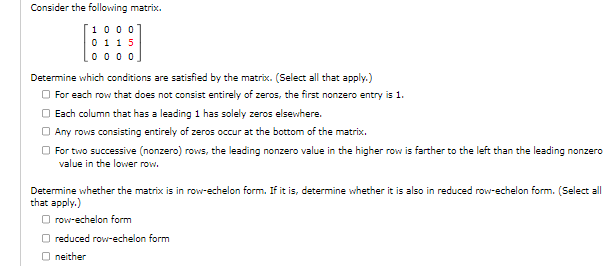 Solved Consider the following matrix. ⎣⎡100010010050⎦⎤ | Chegg.com