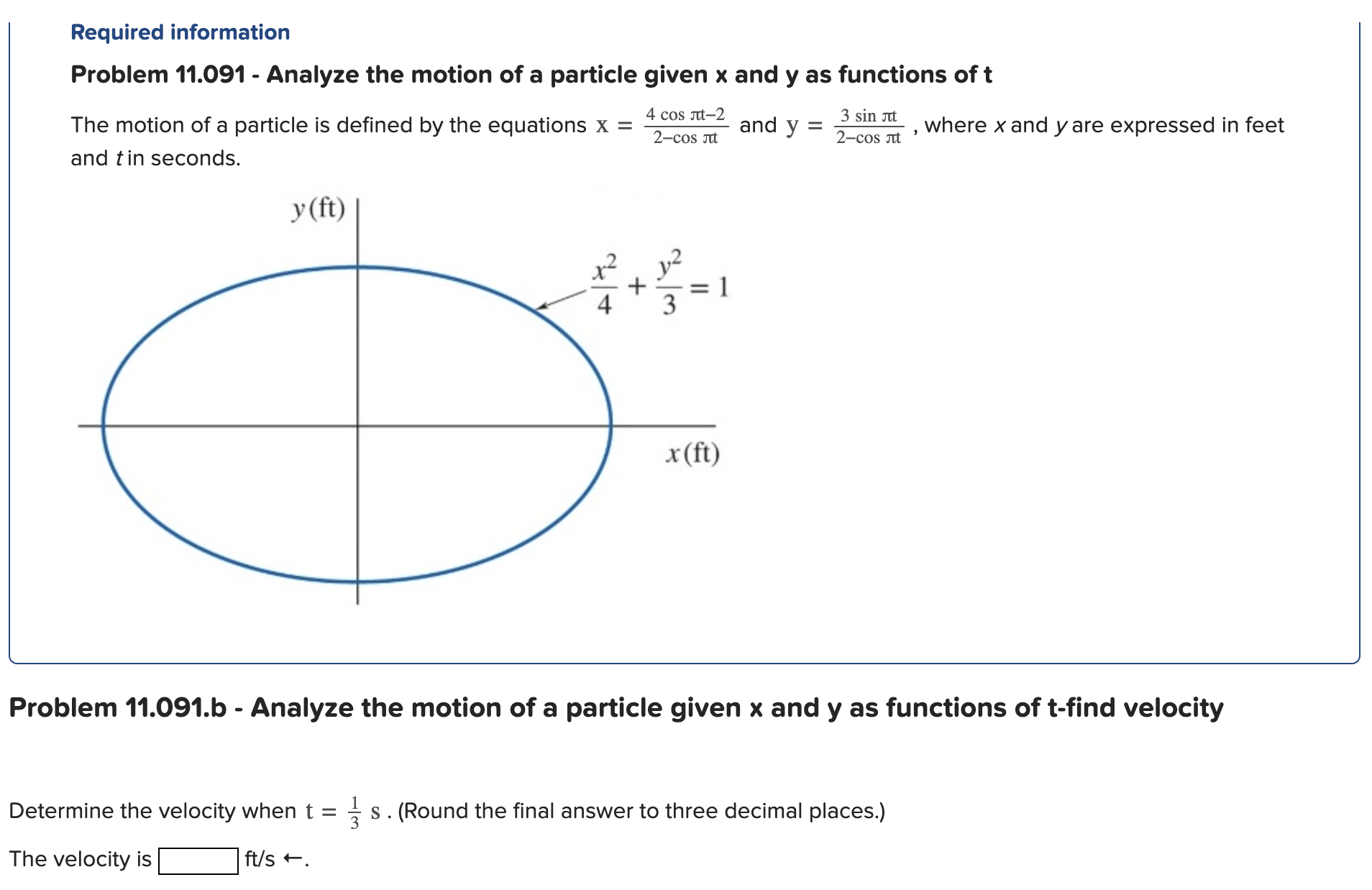 Solved Problem 11.091.b - ﻿Analyze the motion of a particle | Chegg.com