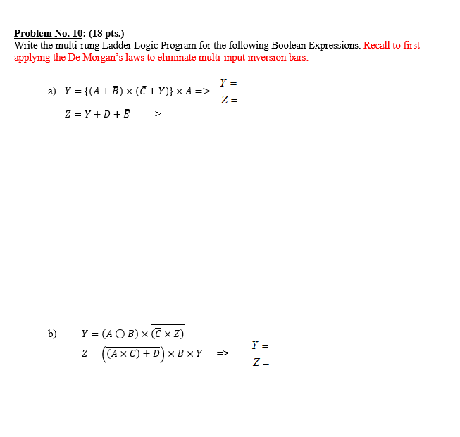 Solved Problem No. 10: (18 pts.) Write the multi-rung Ladder | Chegg.com