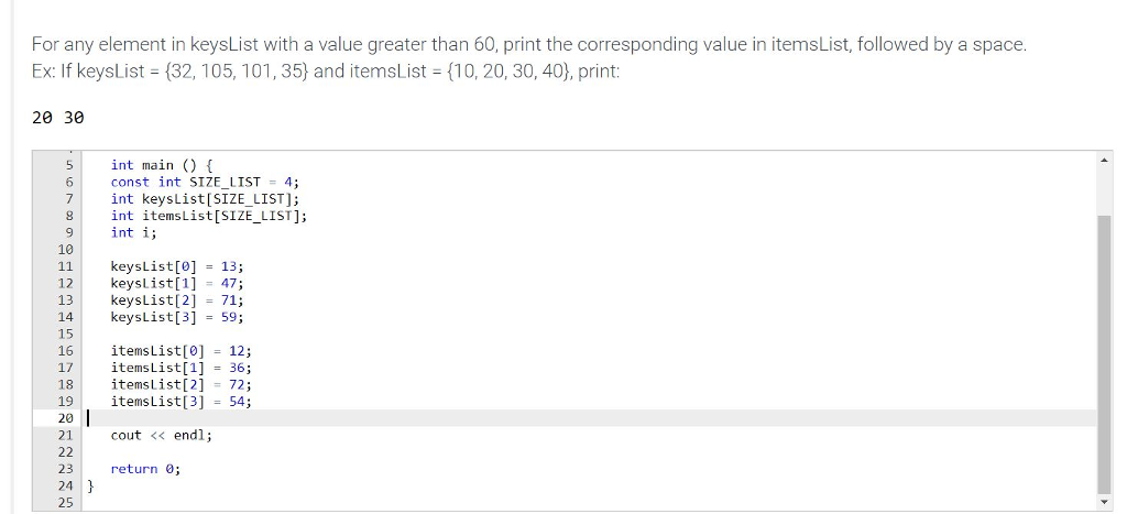 Solved For any element in keysList with a value greater than | Chegg.com Solved For any element in keysList with a value greater than | Chegg.com
