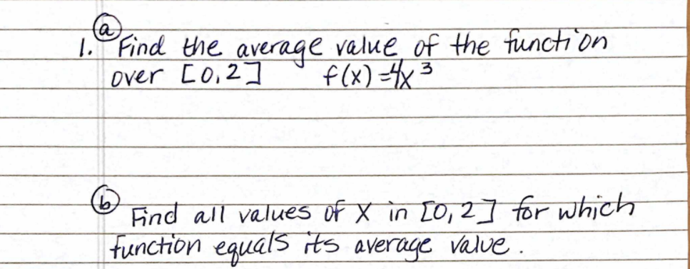 Solved @ 1. Find the average value of the function over [0,2 | Chegg.com