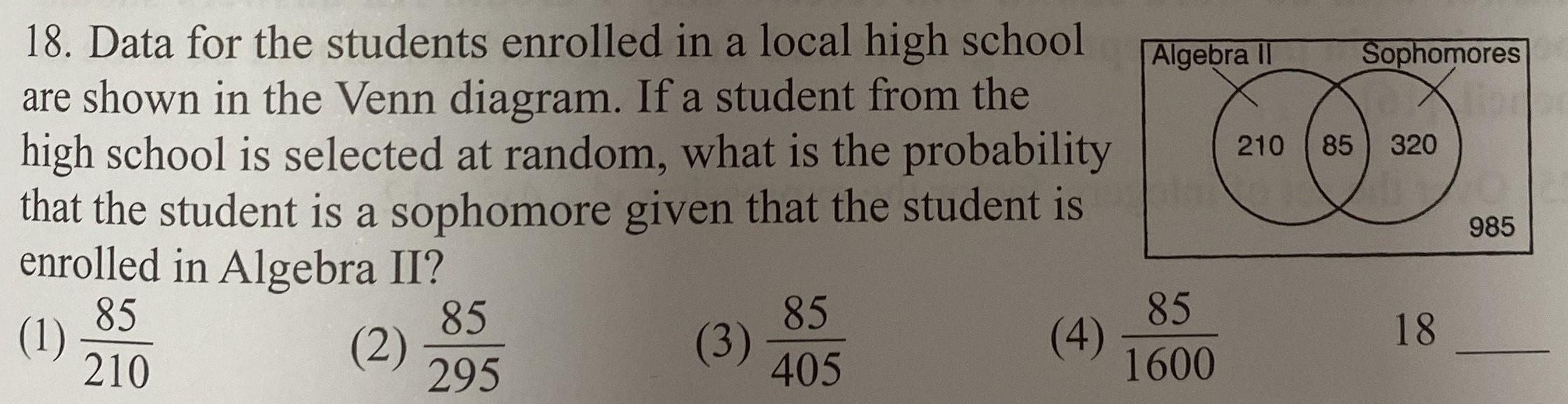 Solved 18. Data for the students enrolled in a local high | Chegg.com