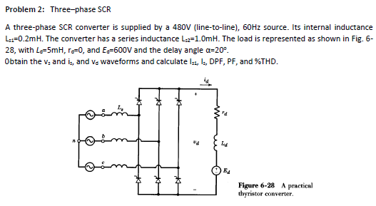 Solved Problem 2: Three-phase SCR A three-phase SCR | Chegg.com