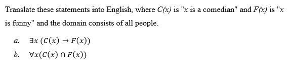 Solved Translate These Statements Into English Where Cx 