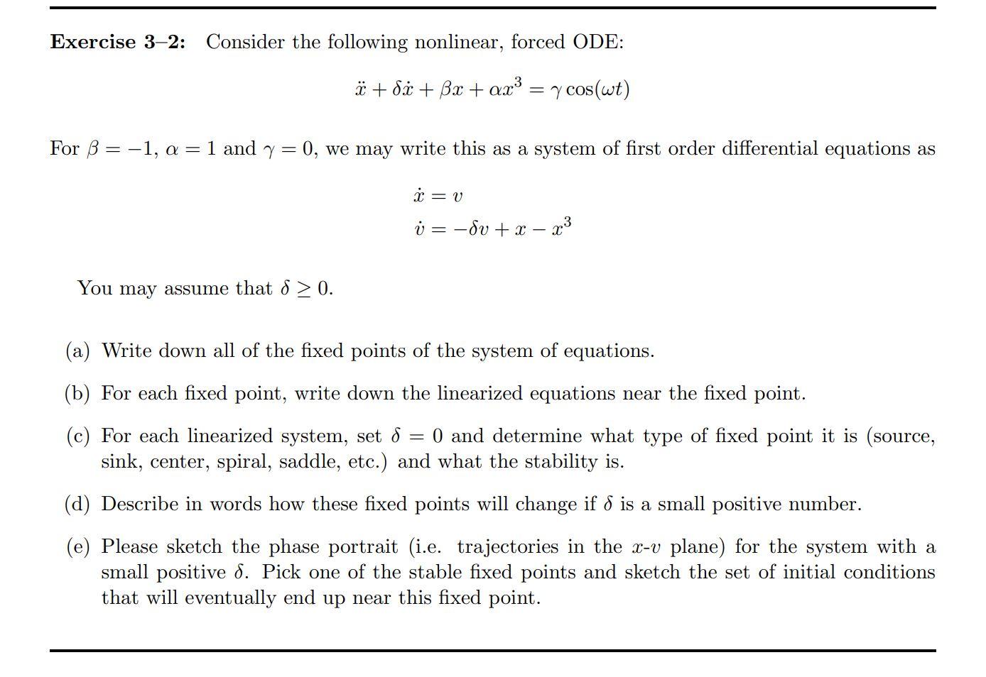 Exercise 3-2: Consider the following nonlinear, | Chegg.com