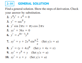 Solved 2-10 GENERAL SOLUTION Find a general solution. Show | Chegg.com