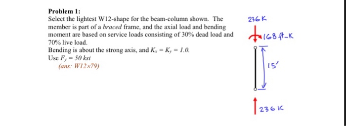 Solved Select the lightest W 12-shape for the beam-column | Chegg.com