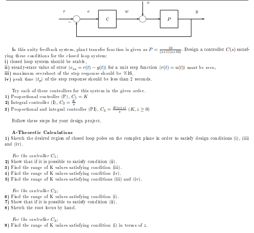Solved answer the In this unity feedback system, plant | Chegg.com
