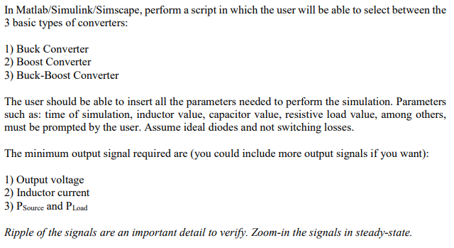 In Matlab/Simulink/Simscape, perform a script in | Chegg.com