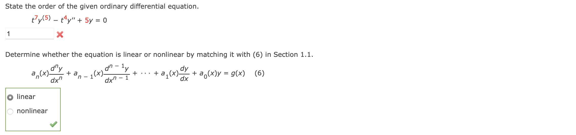 Solved State The Order Of The Given Ordinary Differential
