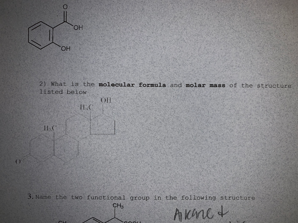 Solved OH 2) What is the molecular formula and molar mass of | Chegg.com