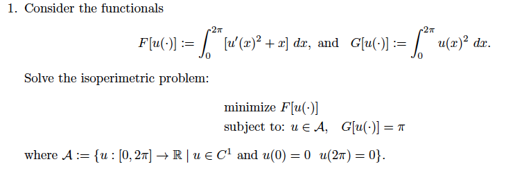 Solved 1. Consider the functionals | Chegg.com