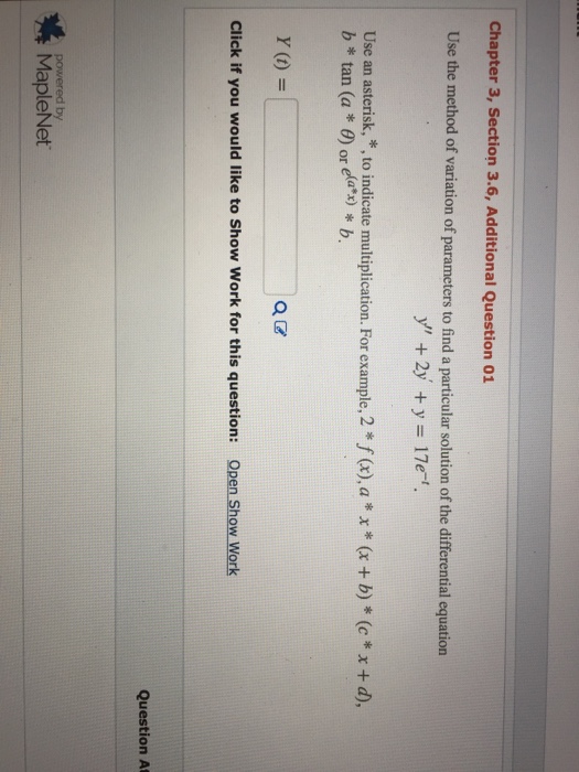 Solved Chapter 3, Section 3.6, Additional Question 01 of | Chegg.com