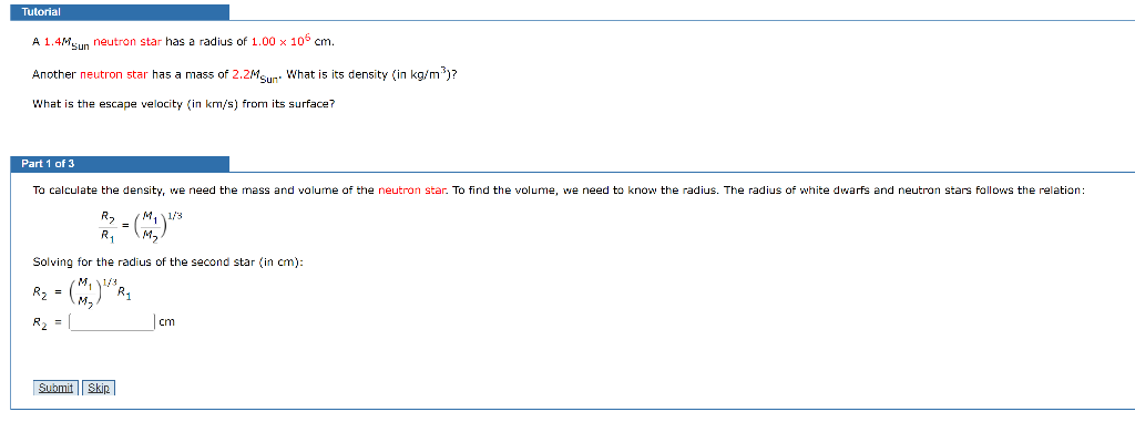 Solved A 1.4mSun neutron star has a radius of 1.00×106 cm. | Chegg.com