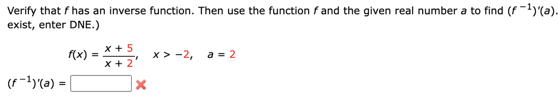 Solved Verify that f has an inverse function. Then use the | Chegg.com