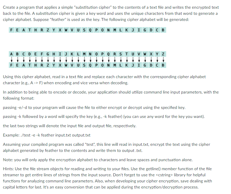 Solved Create a program that applies a simple "substitution | Chegg.com