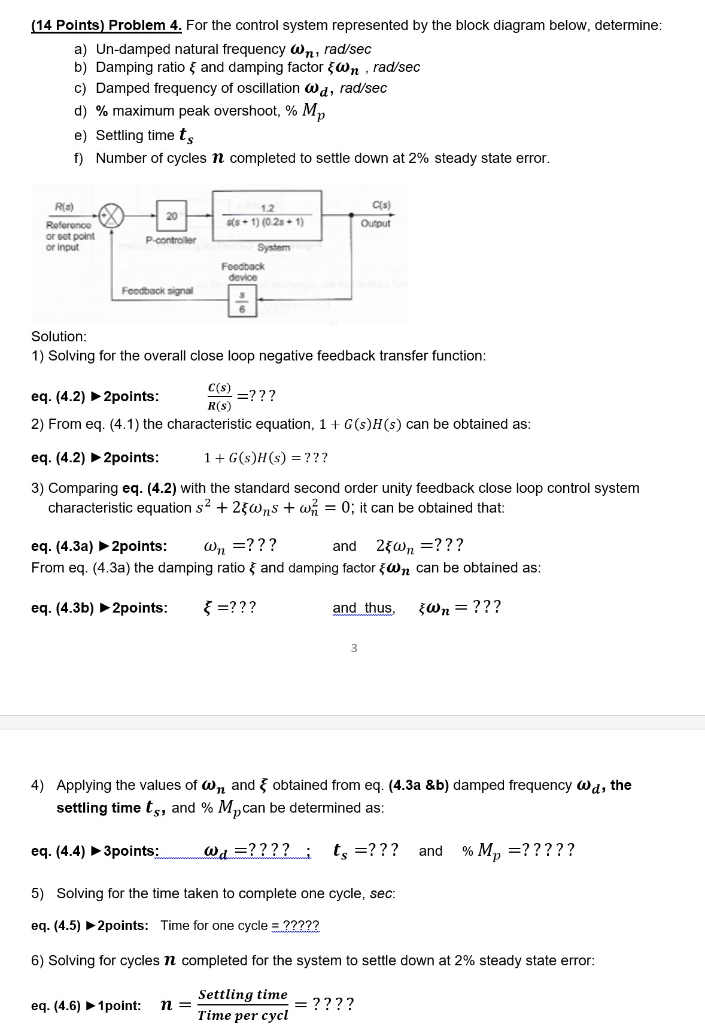 Solved 14 Points Problem 4 For The Control System