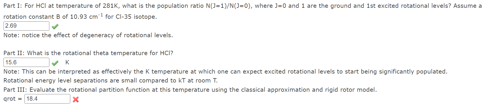 Solved Part I: For HCl at temperature of 281 K, what is the | Chegg.com