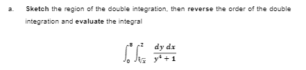 Solved Sketch the region of the double integration, then | Chegg.com