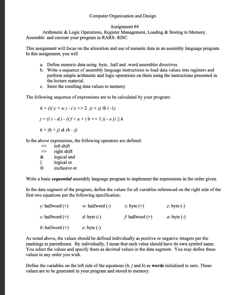 Computer Organization and Design Assignment #4 | Chegg.com