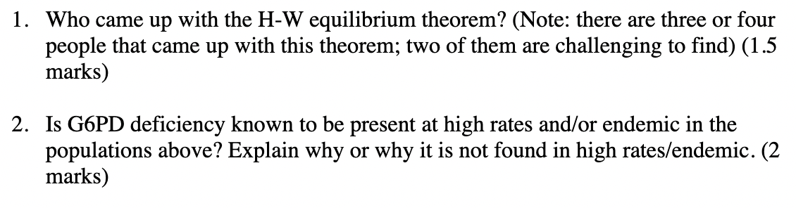 1. Who came up with the H-W equilibrium theorem? | Chegg.com