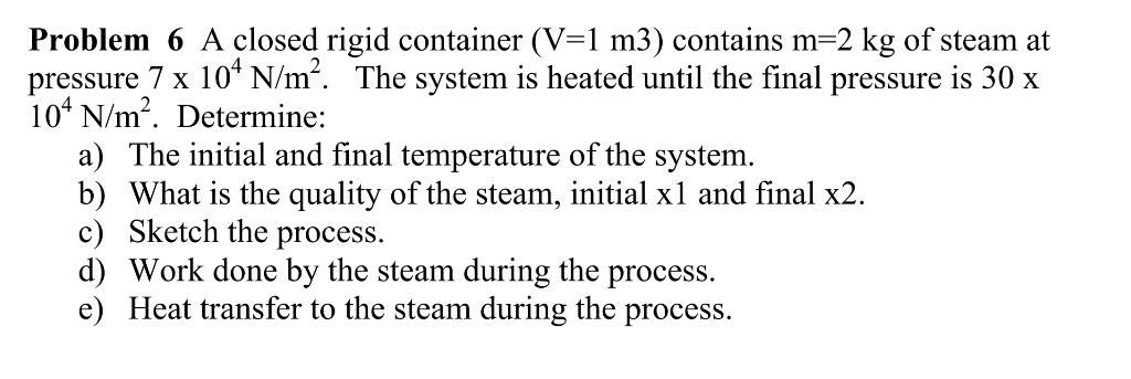 Solved Problem 6 A closed rigid container (V-1 m3) contains | Chegg.com