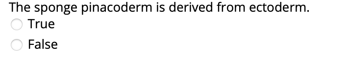 Solved The sponge pinacoderm is derived from ectoderm. True | Chegg.com