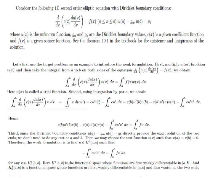 Consider the following 1D second order elliptic | Chegg.com