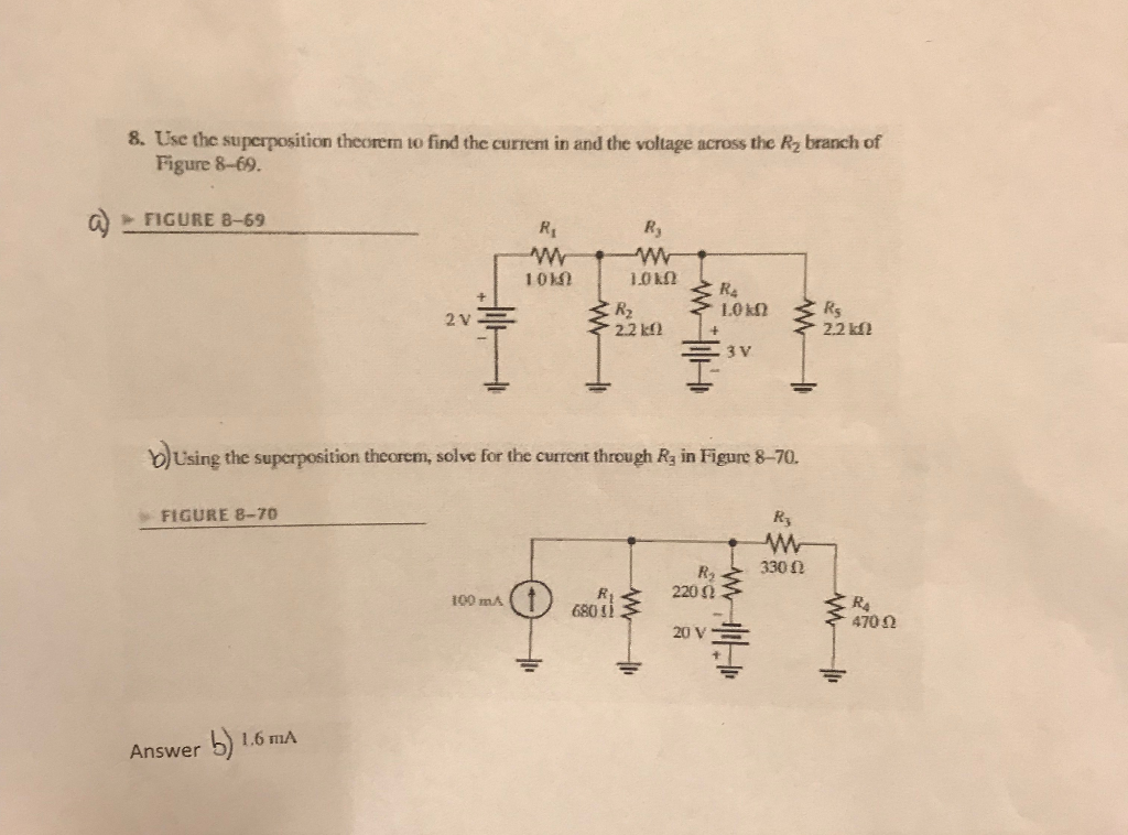 Solved 8. Use the superposition theorem to find the current | Chegg.com